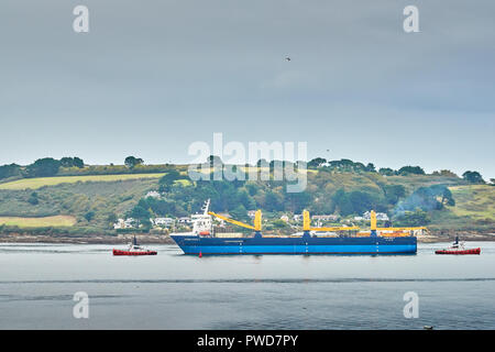 The heavy load carrier Combi Dock 1 unloading wind turbine support ...