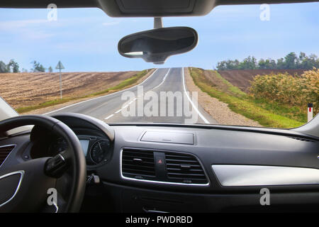 view from salon of car going on road Stock Photo - Alamy