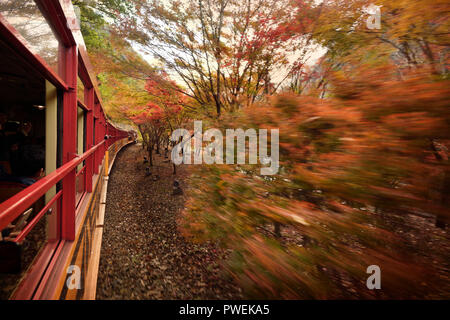Railway Train of Sagano Scenic Railway at Arashiyama in Kyoto, Japan ...