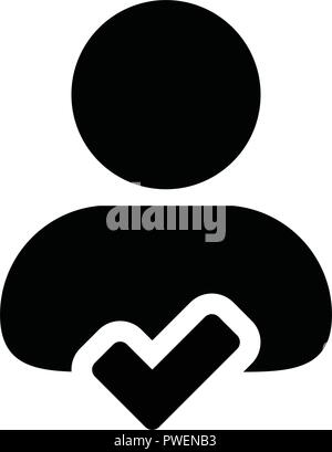 Approved Account Icon. With Man and Tick Symbols. Editable Flat Vector ...