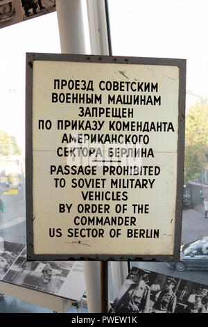 Checkpoint Charlie sign from the cold war era of Berlin Stock Photo - Alamy