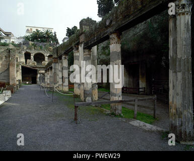 Italy. Herculaneum. The Palestra (gymnasium). View of the portico with ...