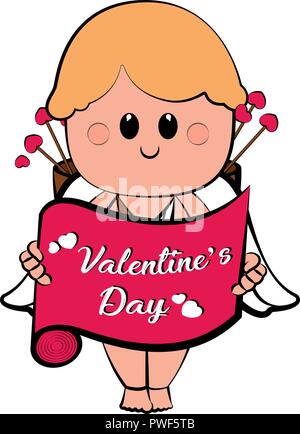 cute cupid message love celebration valentine vector illustration Stock ...