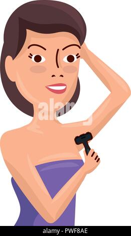 woman in towel waxing armpit with razor blade Stock Vector Image & Art ...