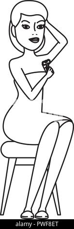 woman in towel waxing armpit with razor blade Stock Vector Image & Art ...