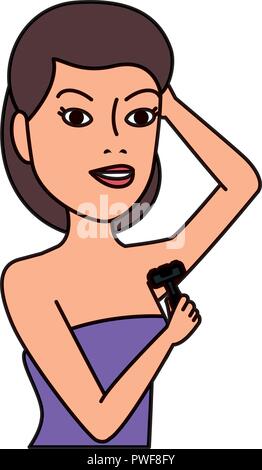woman in towel waxing armpit with razor blade Stock Vector Image & Art ...