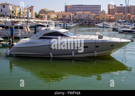 2 October 2018 Luxury pleasure craft moored in the Algarve resort of ...