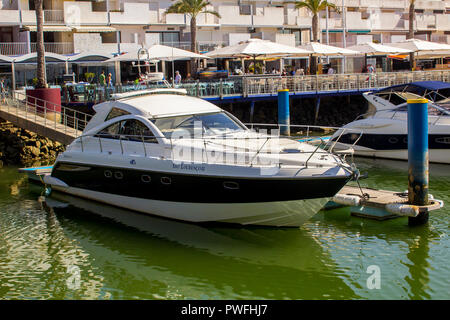 2 October 2018 A luxury pleasure craft coming to its mooring in the ...