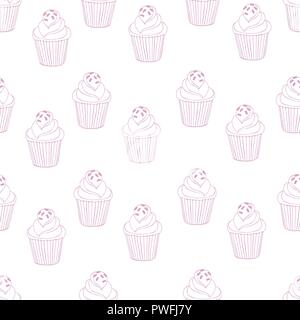 Beautiful yummy cupcake seamless background pattern. Vector ...