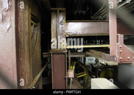 The inside mechanical gears of a trunnion bascule bridge at the ...
