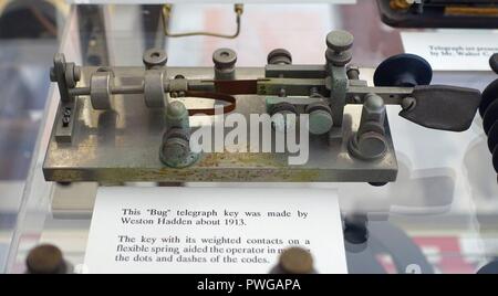 This bug telegraph key, made by Weston Hadden around 1913, is part of ...