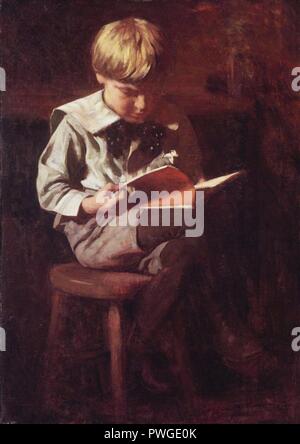 Boy Reading Ned Anshutz - Thomas Pollack Anshutz Stock Photo - Alamy