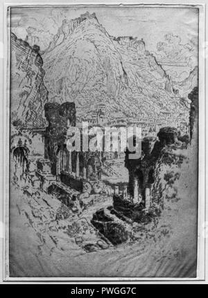 Taormina From the Theatre, Joseph Pennell, American, 1860-1926, Etching ...