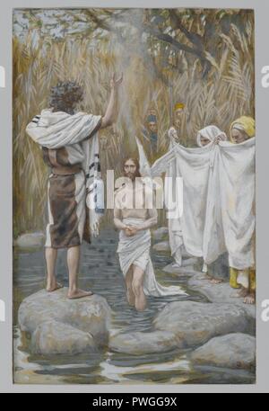 This artwork, 'Baptism of Jesus' by James Tissot, depicts the biblical ...