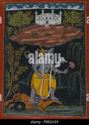 Varaha Rescuing the Earth, page from an illustrated Dasavatara series ...