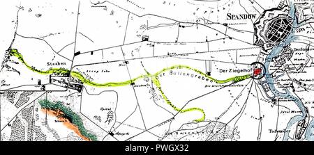 The *Bullengrabenniederung Spandau Karte* (1836) is a historical map ...