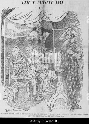 Bushnell cartoon about the pairing of Theodore Roosevelt and Charles ...