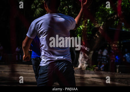 guatemalan kids playing soccer at recess at guatemalan college Stock ...