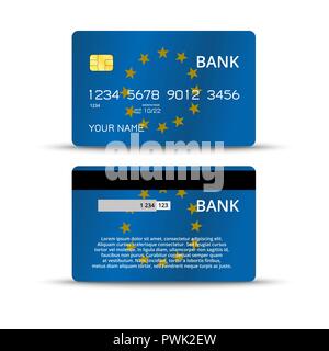 Templates of credit card design with the European Union flag background ...