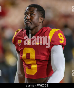 USC Trojans cornerback Greg Johnson (9) just misses a interceptions ...