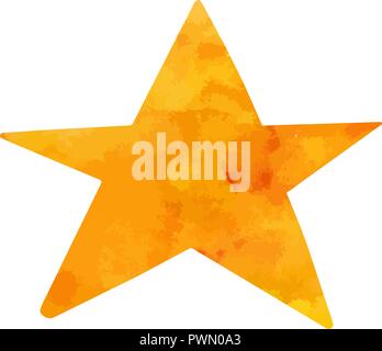 A vector and watercolour drawing of a golden star, isolated on a white ...