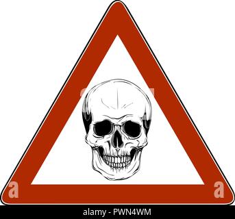 Danger sign with skull. Hazard sign isolated. Vector illustration ...