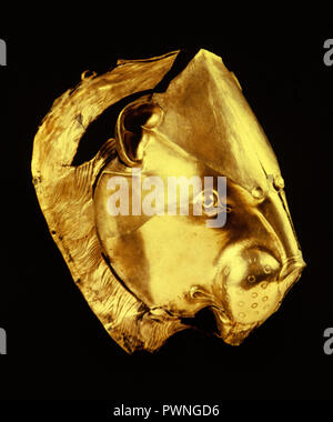 Gold rhyton in the shape of a lion head. Grave of the Circle A. Grave ...
