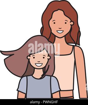 mother and daughter standing avatar character Stock Vector Image & Art ...