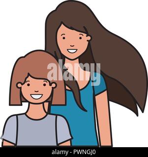 mother and daughter standing avatar character Stock Vector Image & Art ...