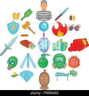 Delinquency icons set, cartoon style Stock Vector Image & Art - Alamy