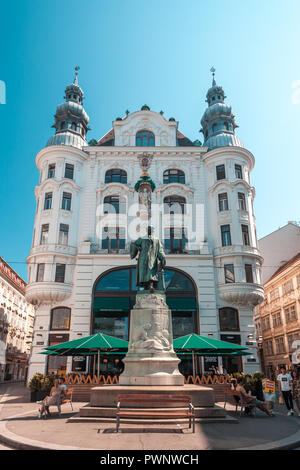 Johannes Gutenberg Monument Vienna on Lugeck square in city of Vienna ...