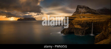 Mykines Island and Gasadalur village (Vagar Island). Faroe Islands ...