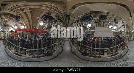 360° view of HMS Alliance Control Room, Royal Navy Submarine Museum - Alamy