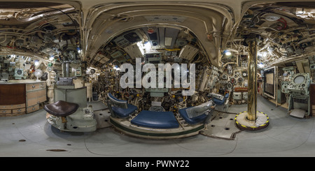 360° view of HMS Alliance, Royal Navy Submarine Museum, control room ...