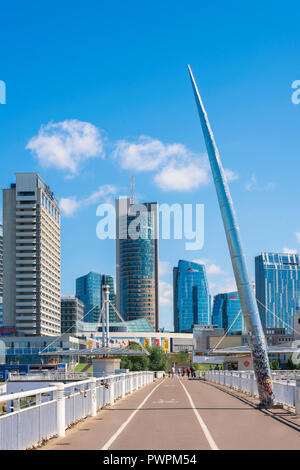 View of the White Bridge (Baltasis Tiltas) spanning the Neris River and ...