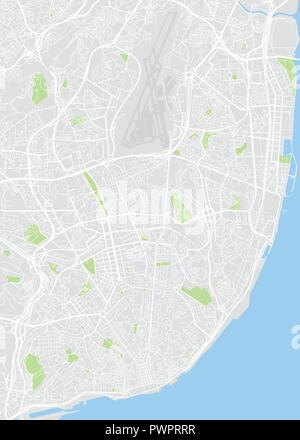 Lisbon city plan, detailed vector map detailed plan of the city, rivers ...