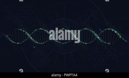 DNA molecule structure, Futuristic Sci-Fi interface, vector background ...