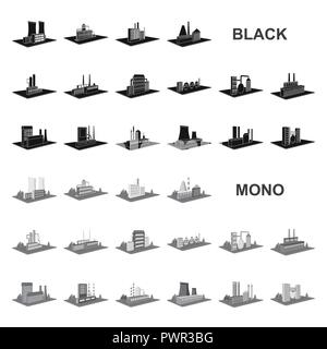 Isometric icons set with Blast furnace slag and pig iron tapping. Iron ...
