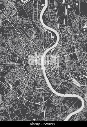Detailed map poster of Cologne city administrative area. Cityscape ...
