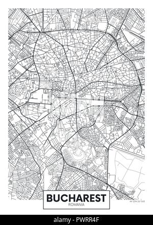 Bucharest city plan, detailed vector map detailed plan of the city ...