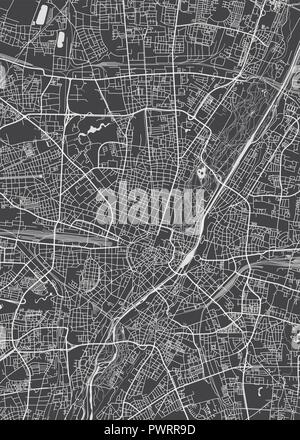 Detailed map poster of Munich city administrative area. Cityscape panorama. Decorative graphic ...