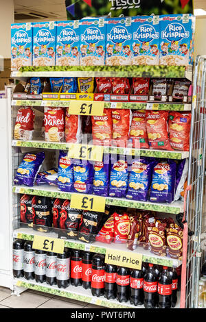 England, London, Supermarket Display of Junk food Snacks Stock Photo ...