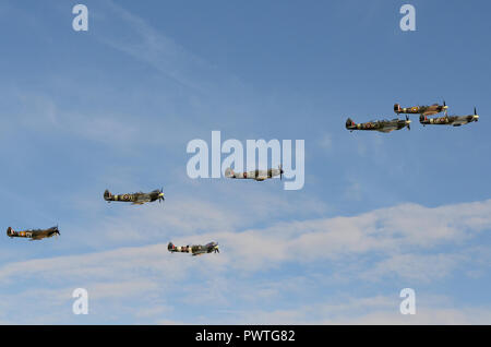Flight, squadron, group of Spitfires. Second World War Supermarine ...