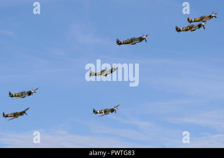 Flight, squadron, group of Spitfires. Second World War Supermarine ...