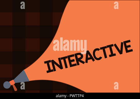 Conceptual hand writing showing Interactive. Business photo text ...