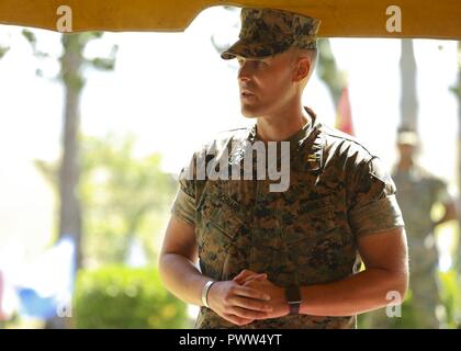 U.S. Marine Corps Capt. Jeremy Spray competes in the golf finals during ...