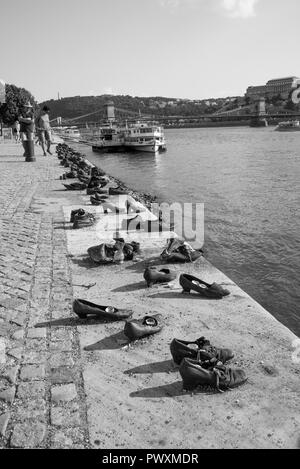 Budapest, Hungary - 4 august 2018: Holocaust memorial, work by the ...