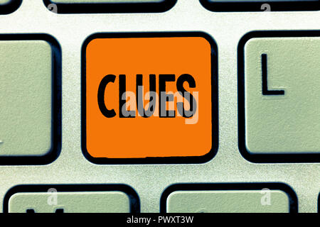 Handwriting text Clues. Concept meaning Piece of evidence information ...