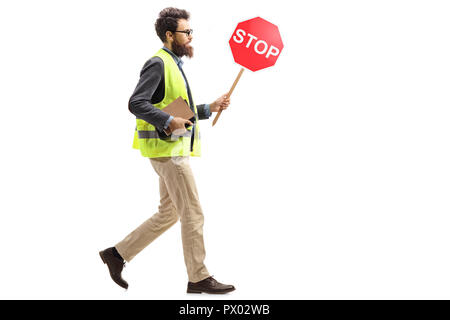 A walking man traffic sign isolated on a white background Stock Photo ...