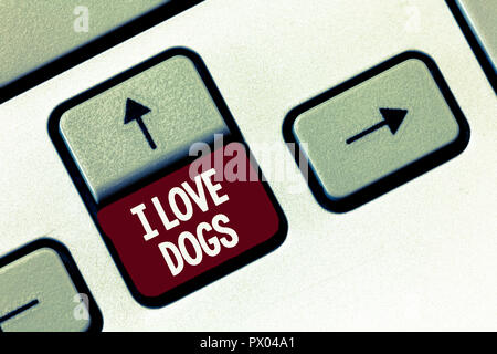 Word writing text I Love Dogs. Business concept for Have good feelings ...